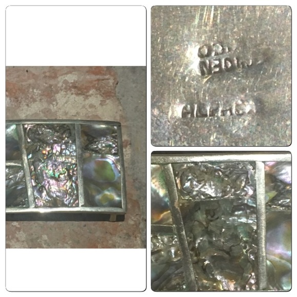 Vintage | Accessories | Vth Mexican Abalone Shell Sterling Belt Buckle ...